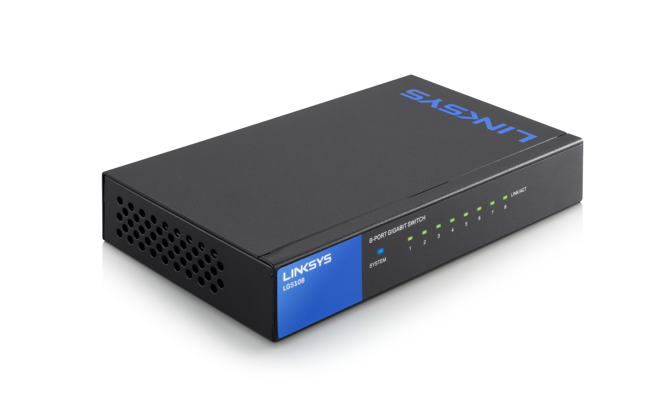 Linksys LGS108 לא מנוהל Gigabit Ethernet (10/100/1000) שחור, LGS108-EU