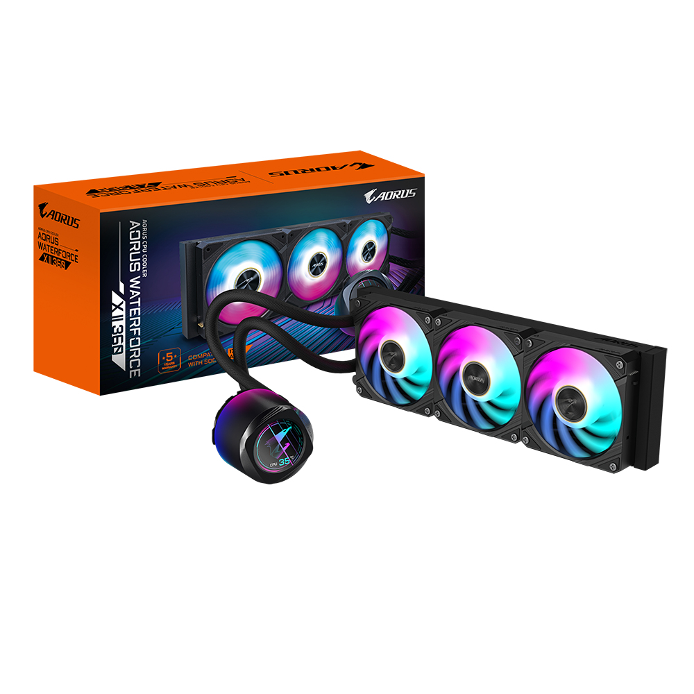 GIGABYTE AORUS WATERFORCE X II 360 AIO Liquid CPU Cooler- 3x120mm ARGB ...