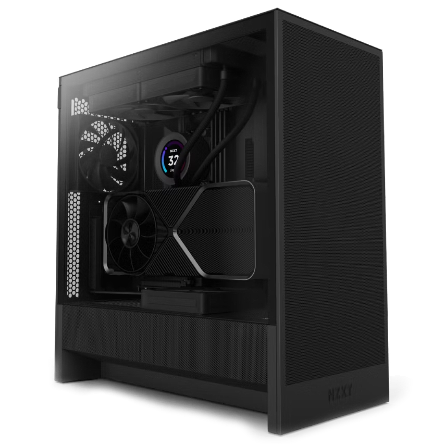 NZXT H5 Flow (2024) - Gaming PC Case, Compact, Mid-Tower, ATX, Black :: מארזים :: חומרה