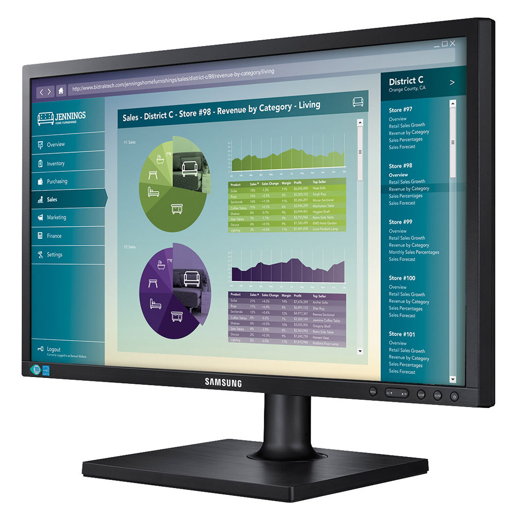 Monitor Samsung S22E450MW - 22", HD, TN LED, VGA, DVI, 3YR
