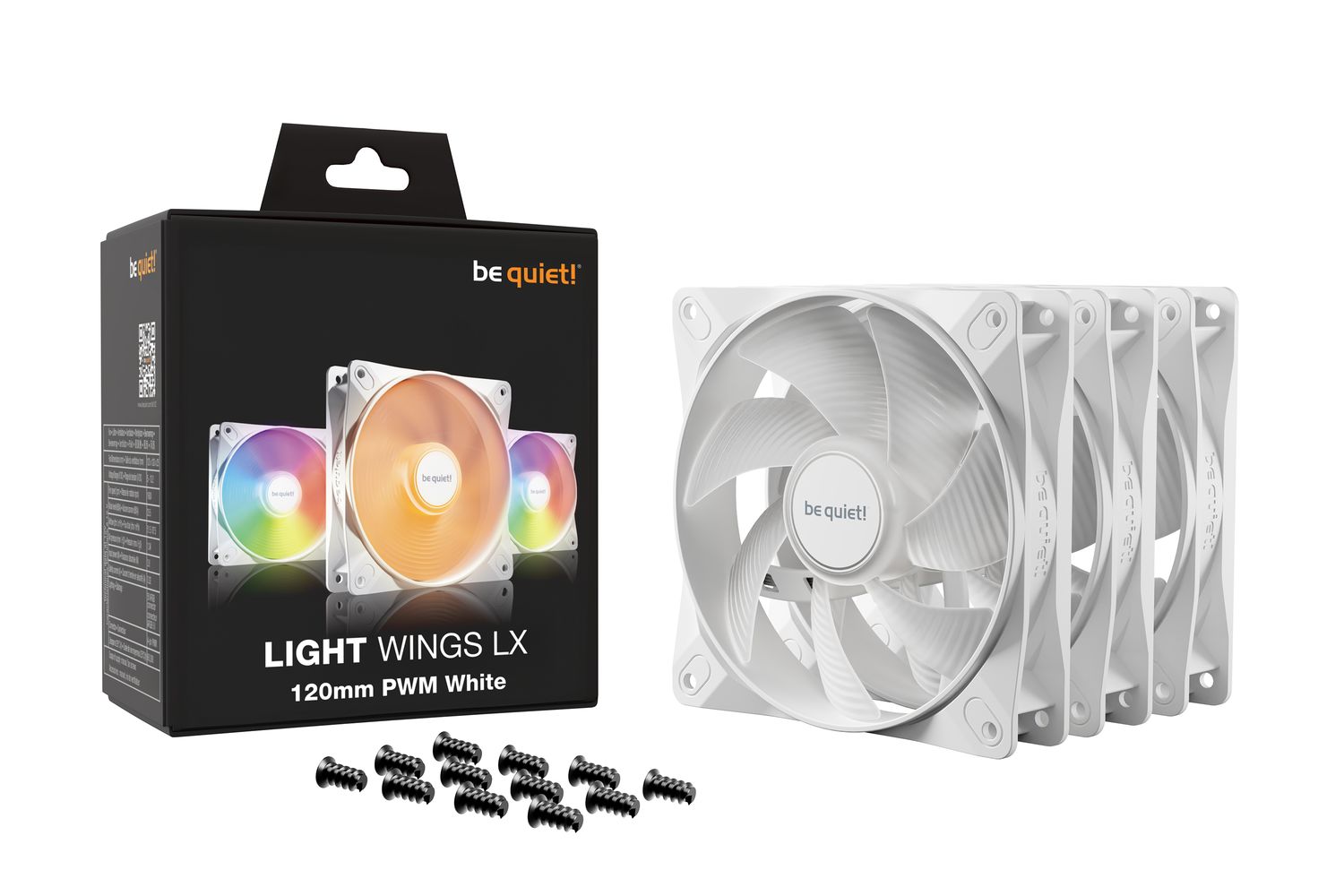 be quiet! LIGHT WINGS LX 120mm PWM 3-Pack White Computer case Fan 12 cm ...