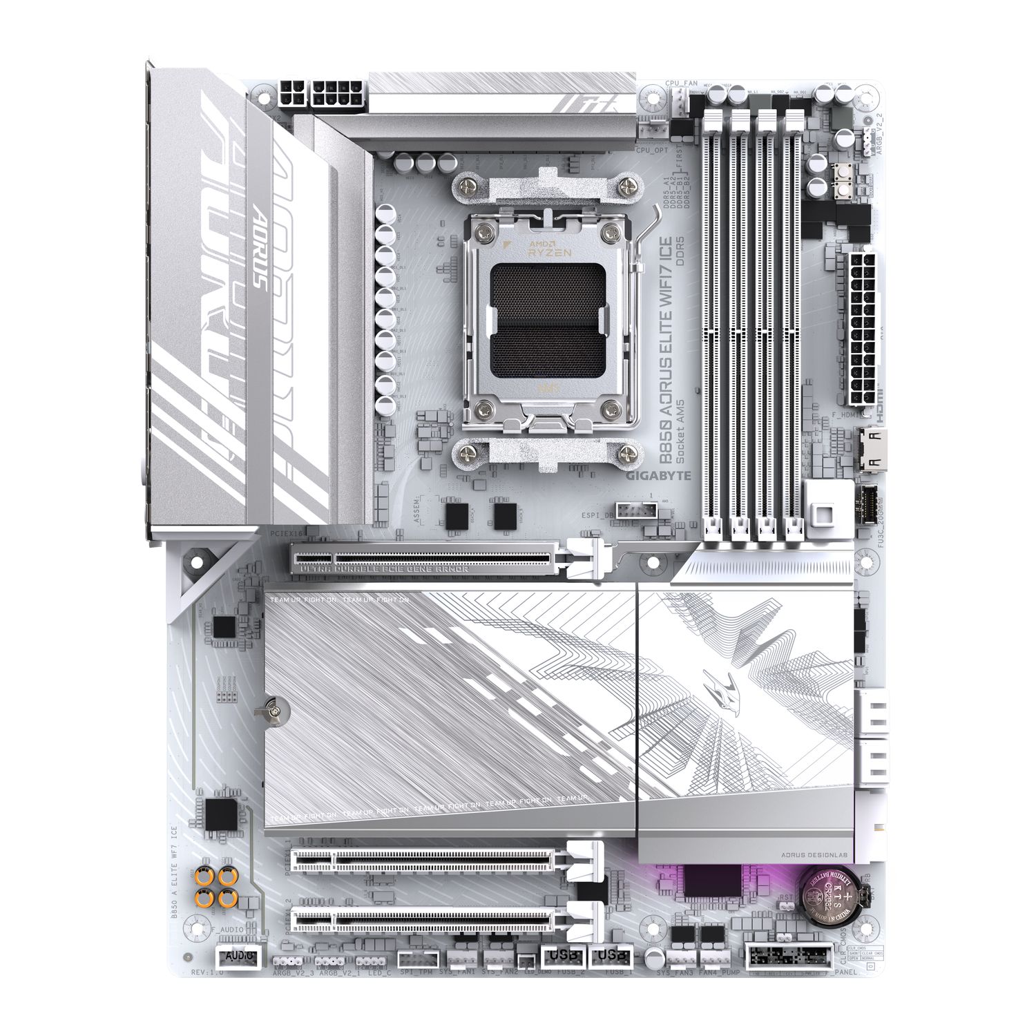GIGABYTE B850 AORUS ELITE WIFI7 ICE Motherboard - AMD Ryzen 9000 Series CPUs, 12+2+1 Phases ...