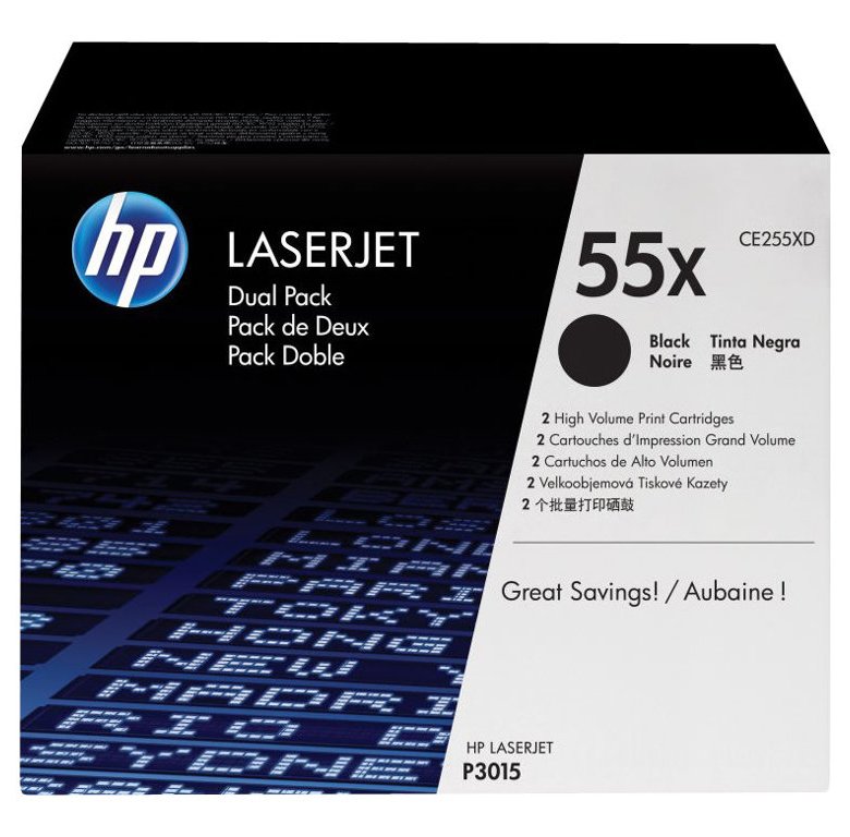 HP 55X 2-pack High Yield black original LaserJet toner cartridge (CE255XD)