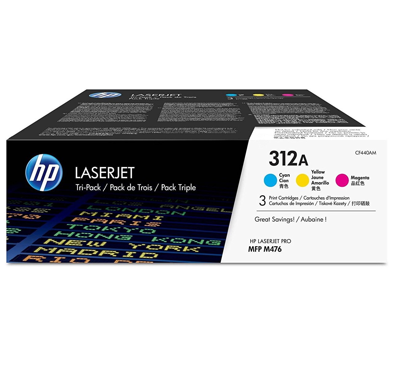 HP 312A 3-pack Cyan/Magenta/Yellow Original LaserJet Toner Cartridges ...