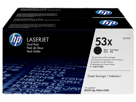 HP 53X 2-pack High Yield Black Original LaserJet Toner Cartridges (Q7553XD)