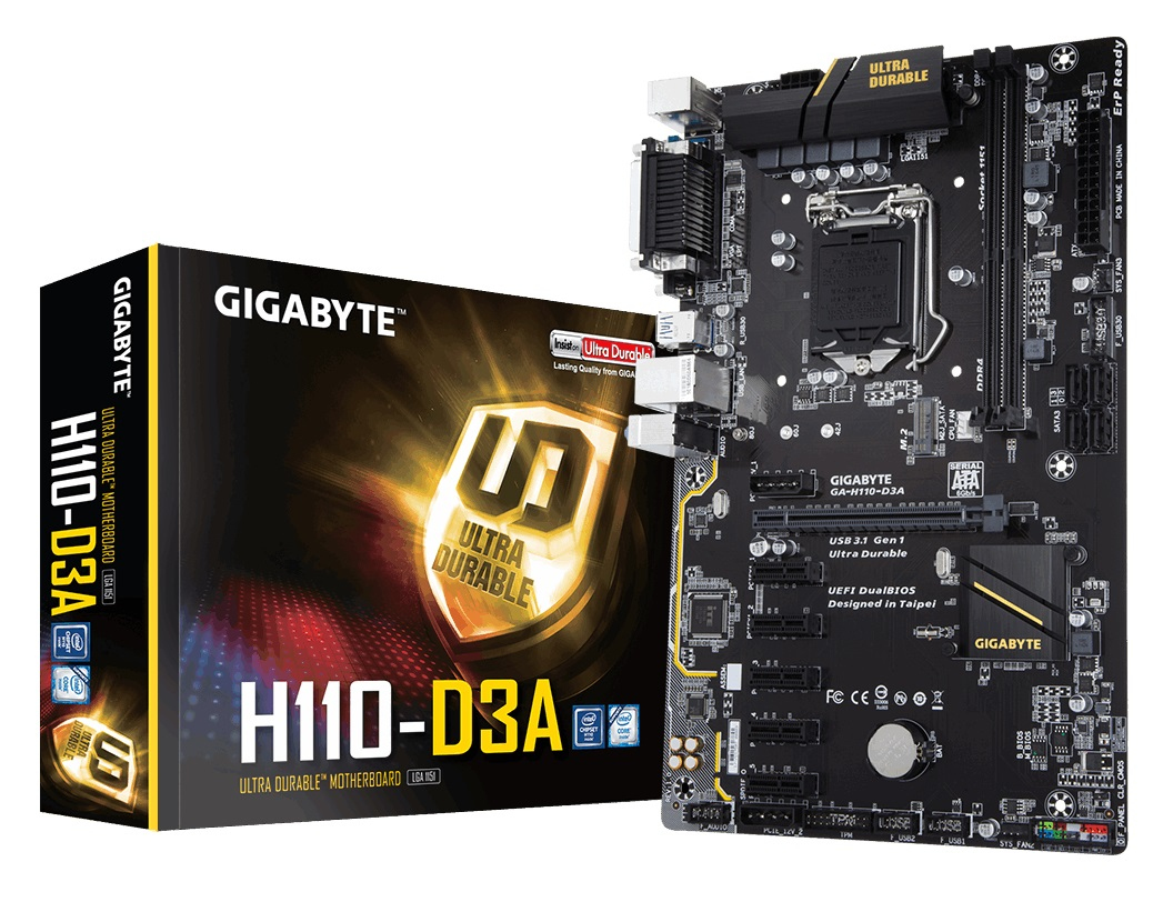 Gigabyte H110-D3A H110 Express LGA 1151 (Socket H4) ATX, GA-H110-D3A