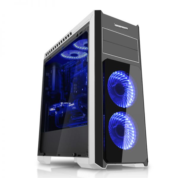 IPPON Thunder - PC Case, Black&White + 5X 120mm Blue LED fans