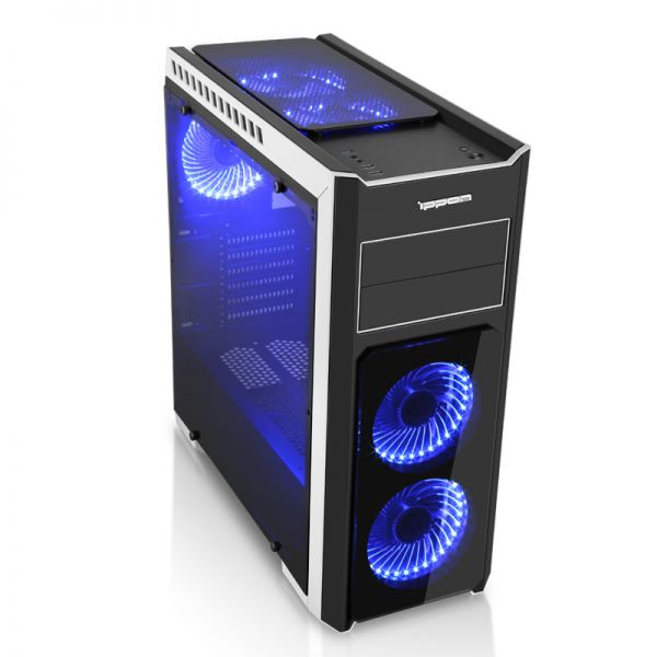 Buy IPPON Thunder - PC Case, Black&White + 5X 120mm Blue LED fans ...